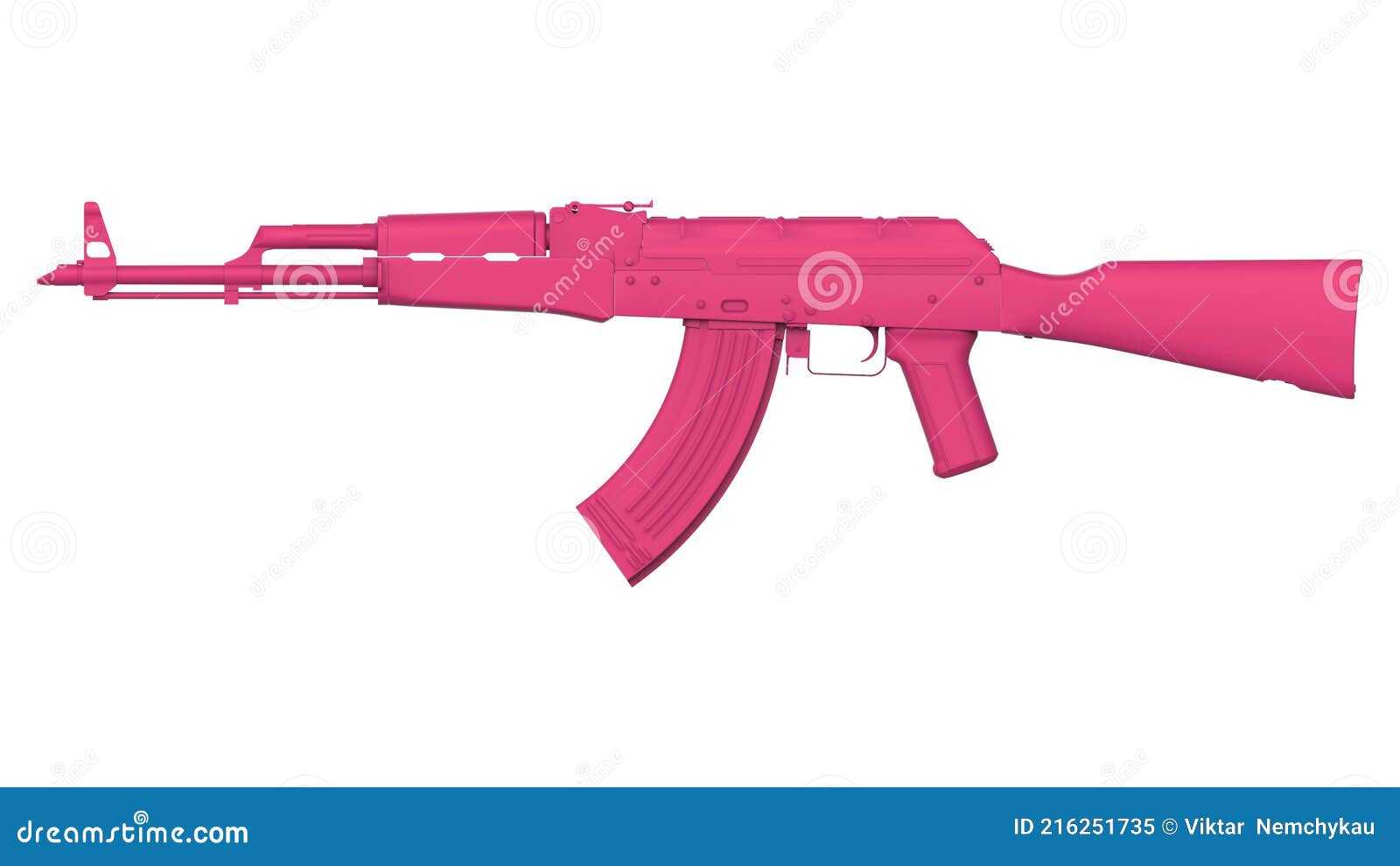 Pink AK-47 3D Render. Round Shapes. Glass Effect Stock Illustration ...