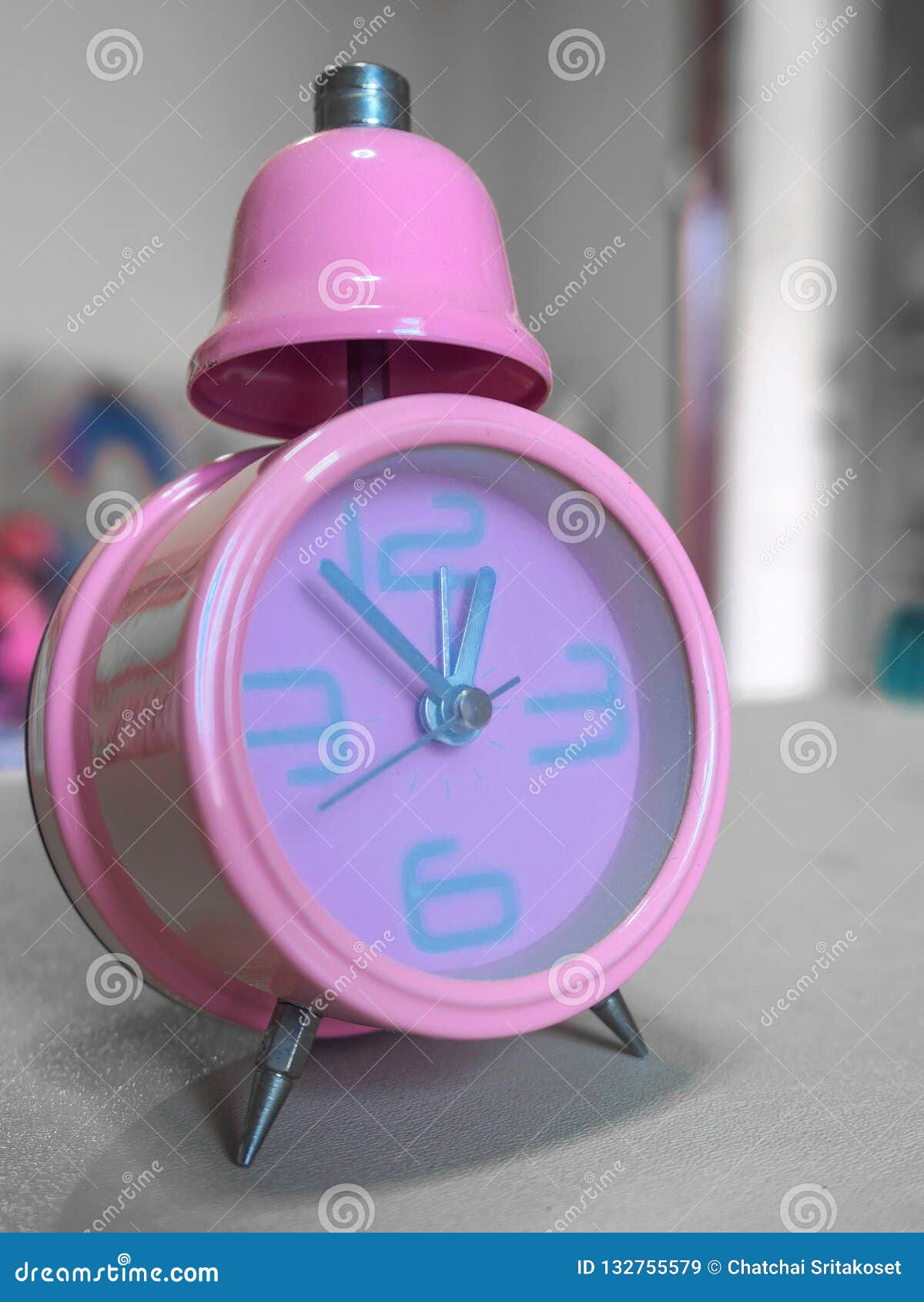 Pink alarm clock stock image. Image of circle, vintage - 132755579