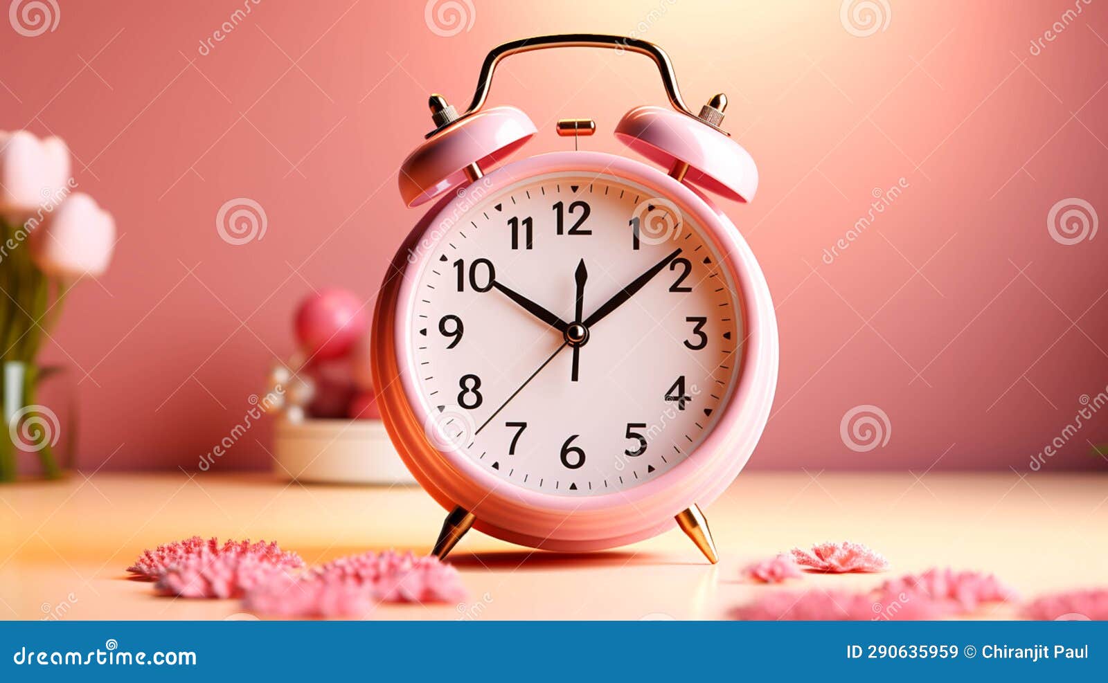 A Pink Alarm Clock on a Pink Background Stock Image - Image of time ...