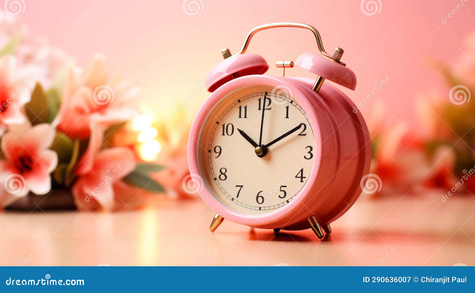 A Pink Alarm Clock on a Pink Background Stock Image - Image of time ...