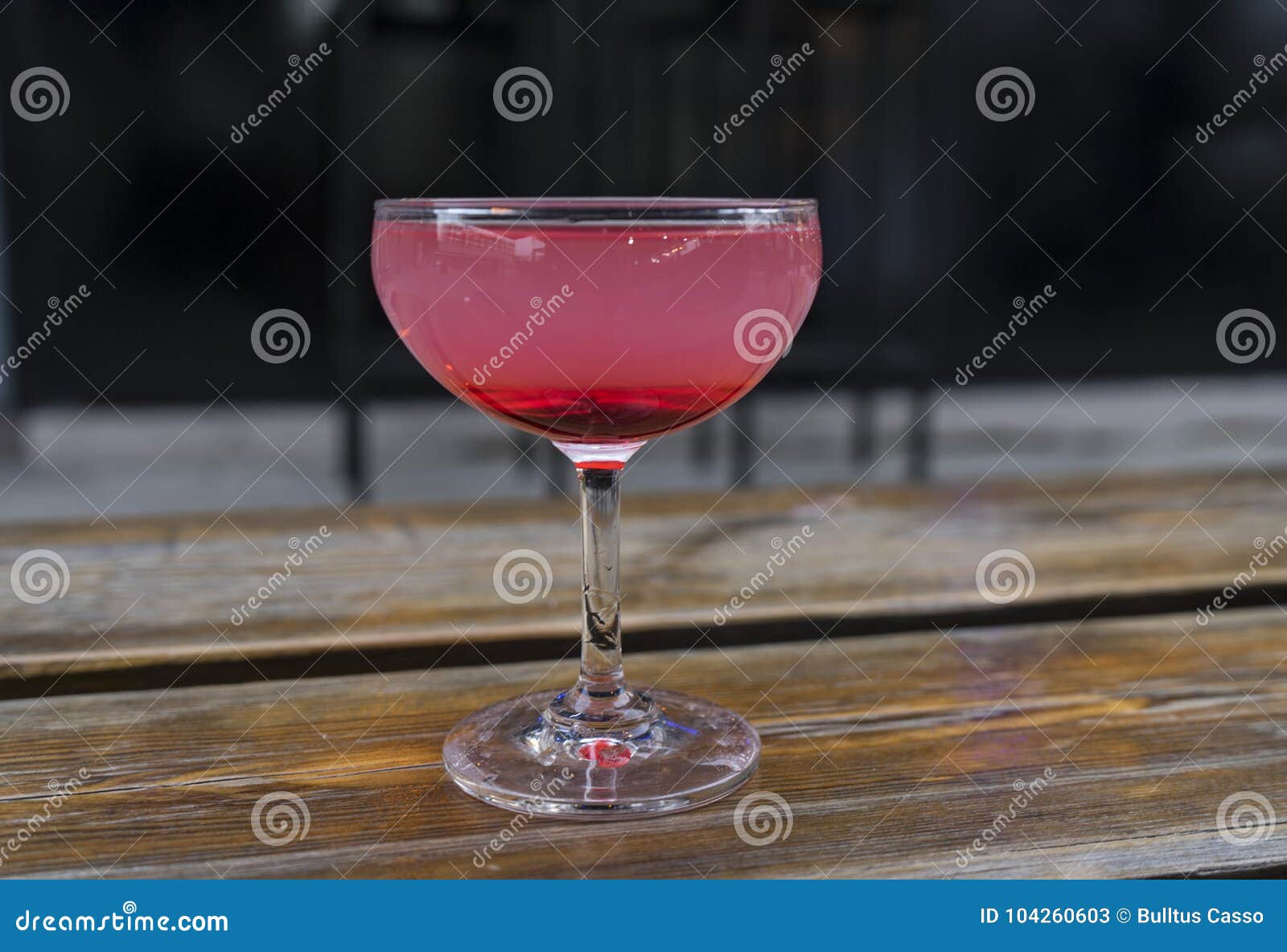 Pink Alcohol Mix Soda and Ice. on a Bar View Background Stock Image ...