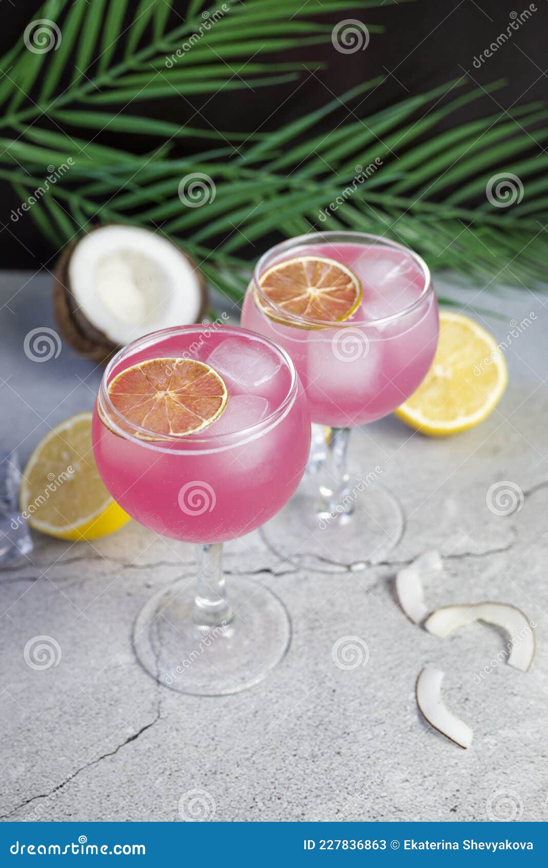Pink Alcoholic Drink Cocktail with Lemon Stock Image - Image of lemon ...