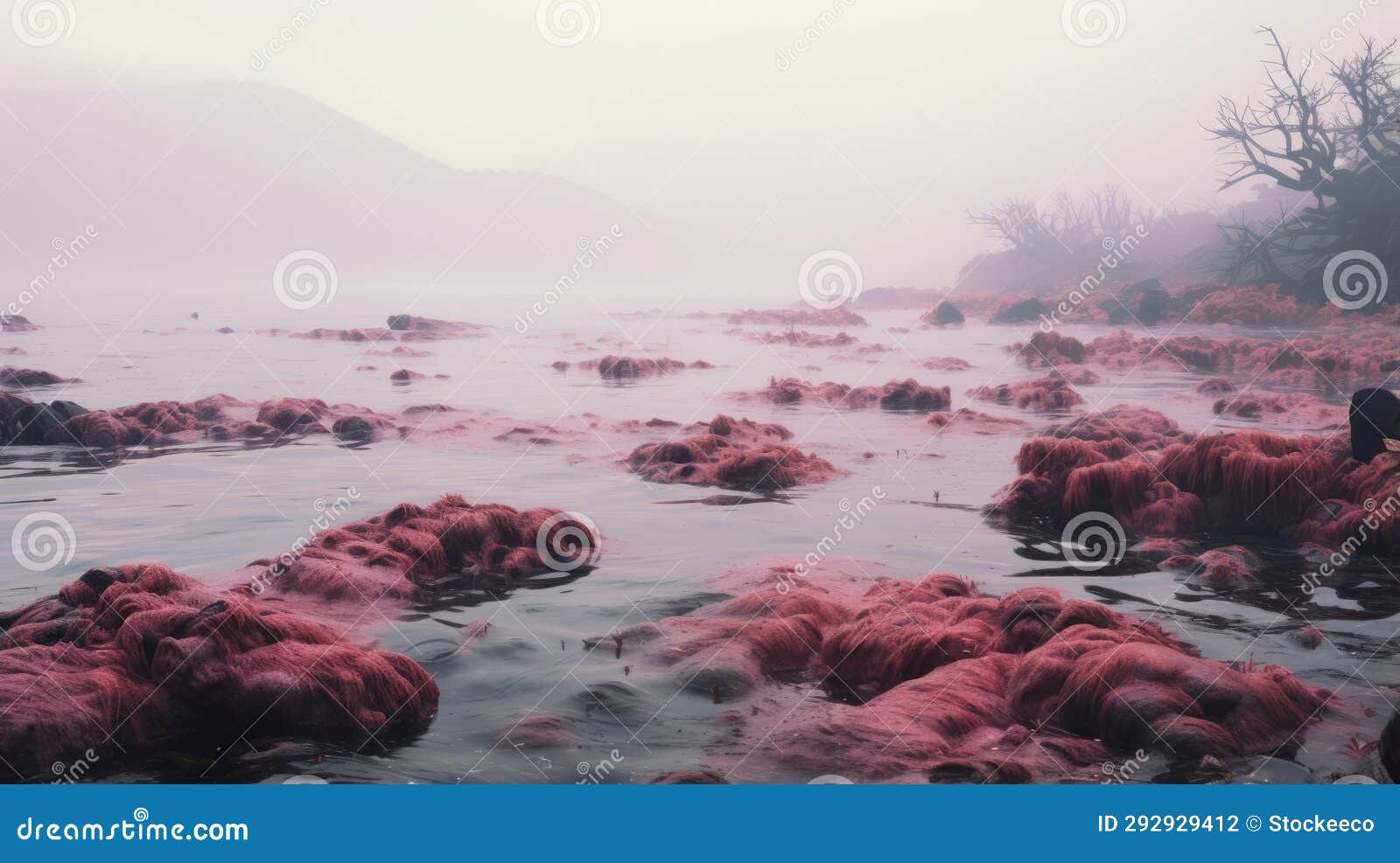 Pink Algae Covered River: a Coastal Scenery in the Style of Beeple ...