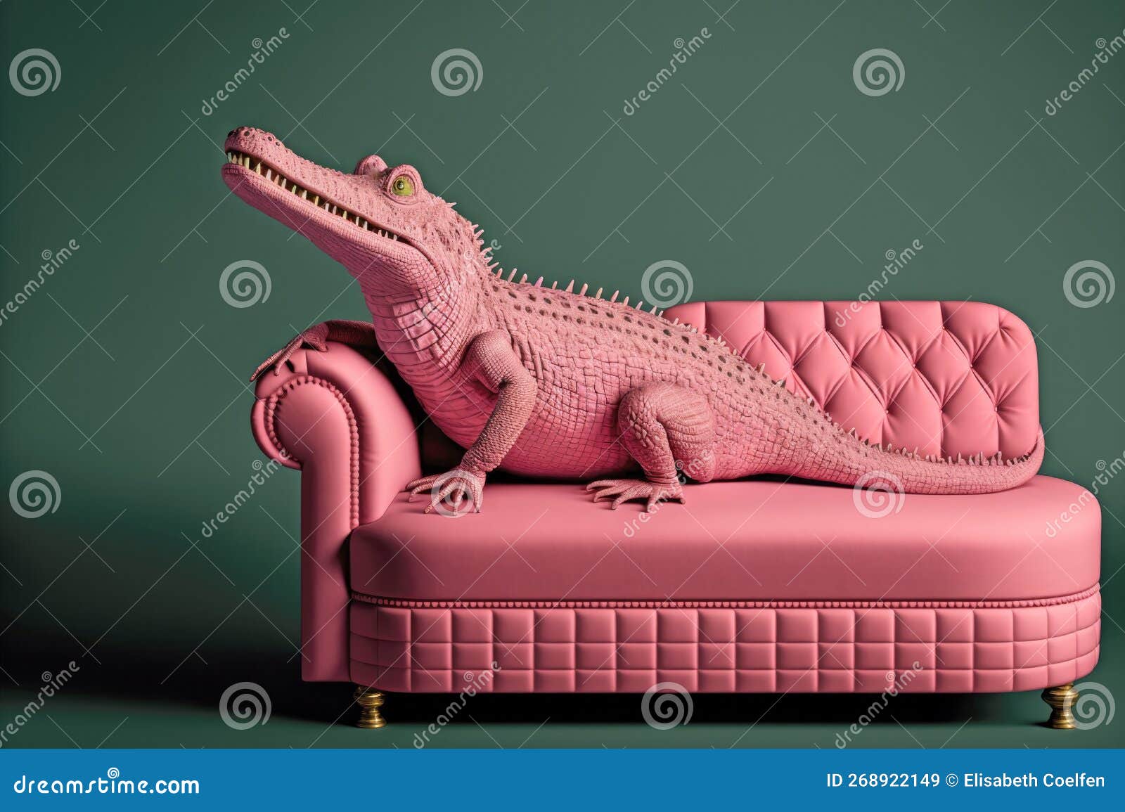 Pink Alligator on Pink Sofa Stock Illustration - Illustration of home ...