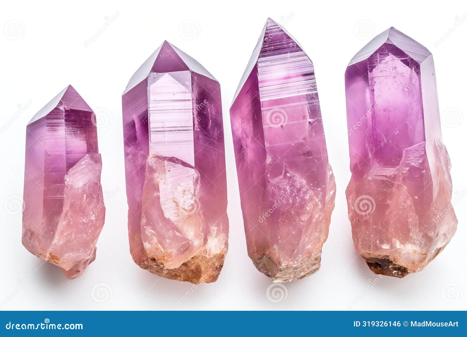 Pink Amethyst Quartz Geode Close Up. Stone Crystals Isolated on White ...