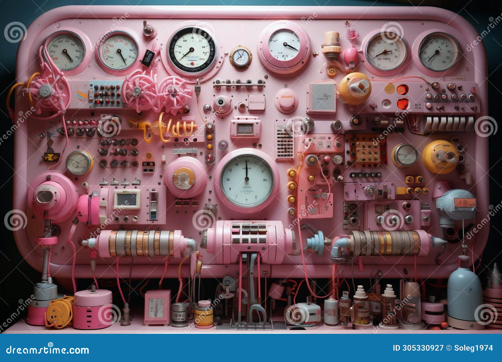 Pink Analog Control Panel in the Command Center, Devices for Industrial ...