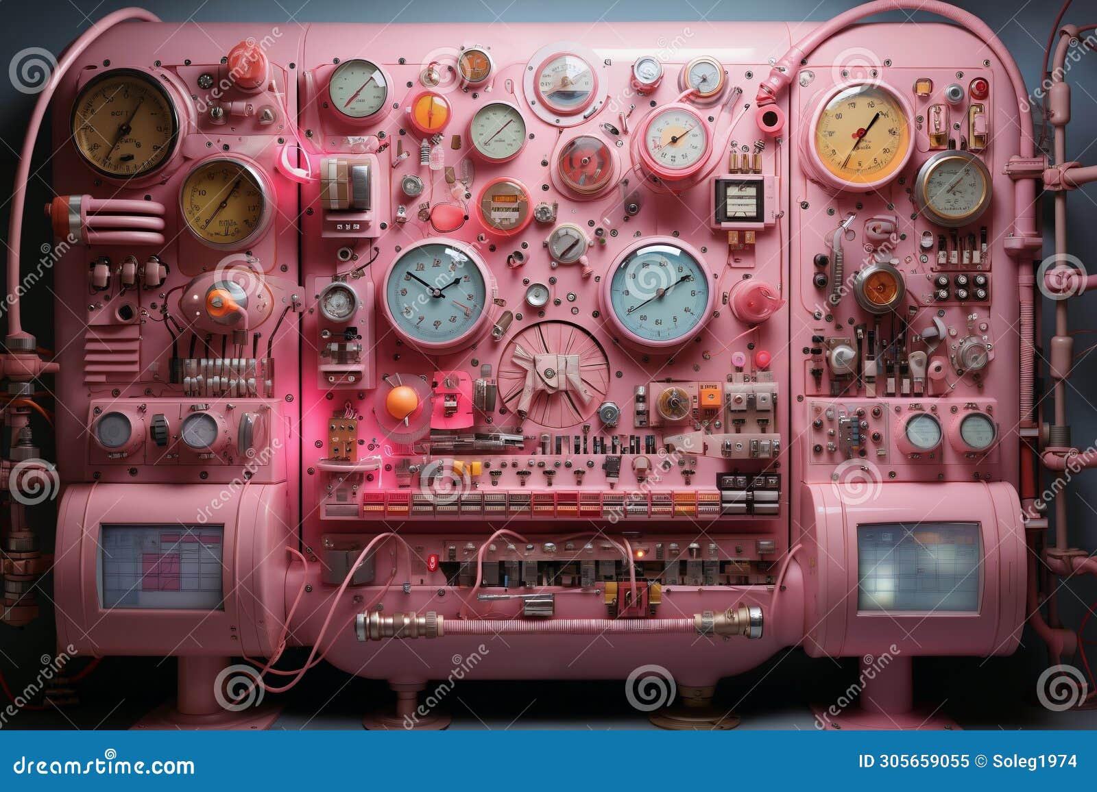 Pink Analog Control Panel in the Command Center, Devices for Industrial ...