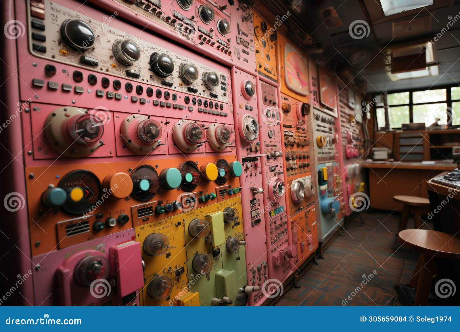 Pink Analog Control Panel in the Command Center, Devices for Industrial ...