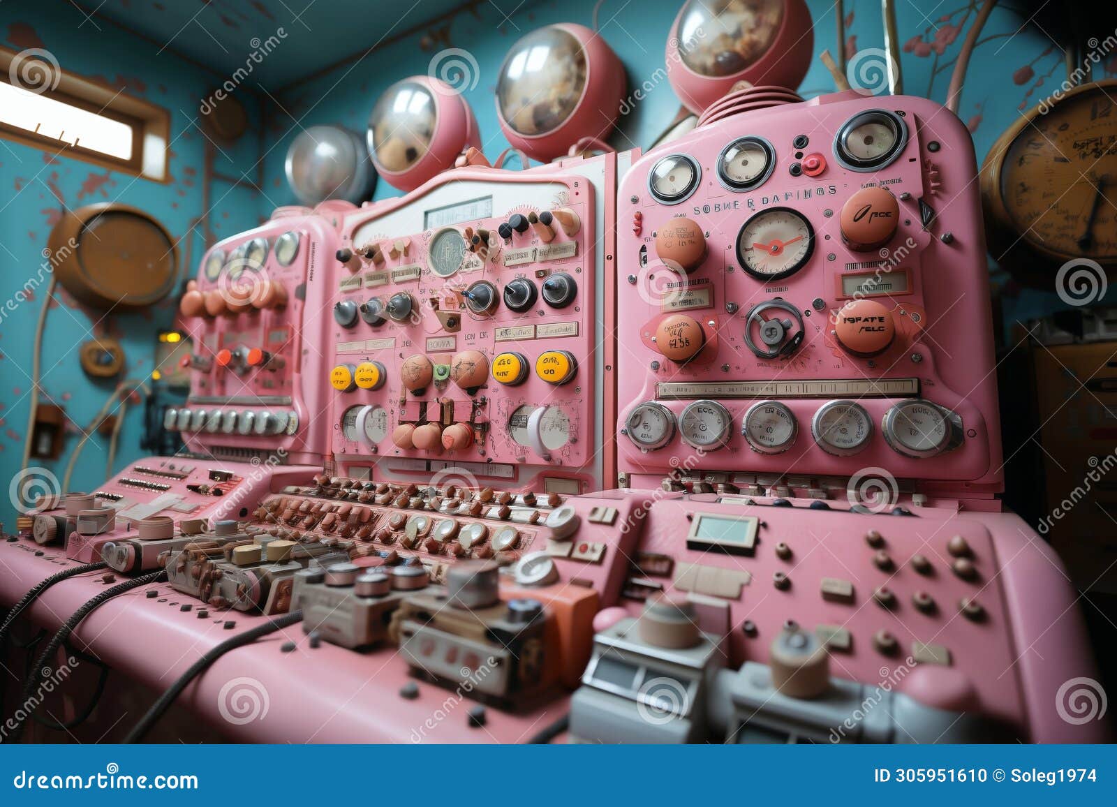 Pink Analog Control Panel in the Command Center, Devices for Industrial ...