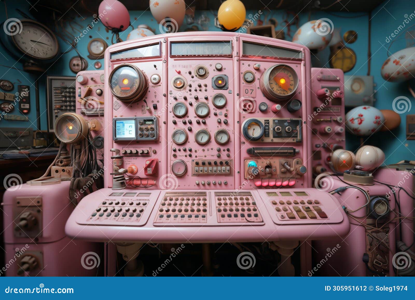 Pink Analog Control Panel in the Command Center, Devices for Industrial ...