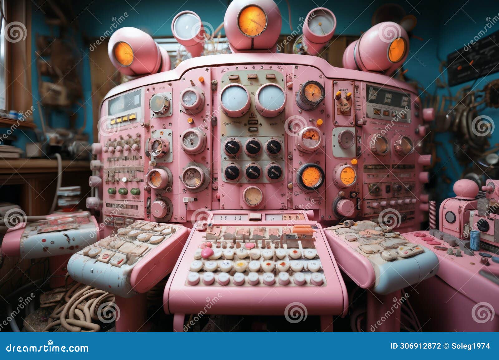 Pink Analog Control Panel in the Command Center, Devices for Industrial ...