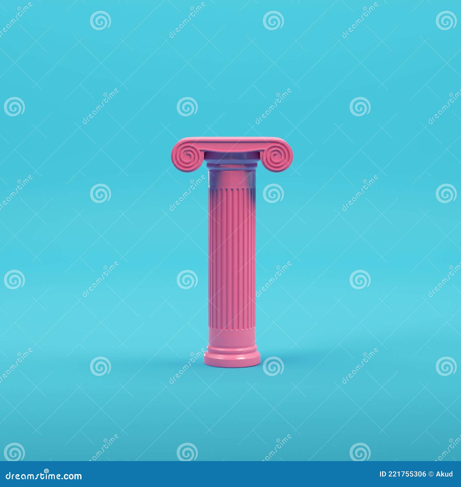 Pink Ancient Column on Bright Blue Background in Pastel Colors Stock ...