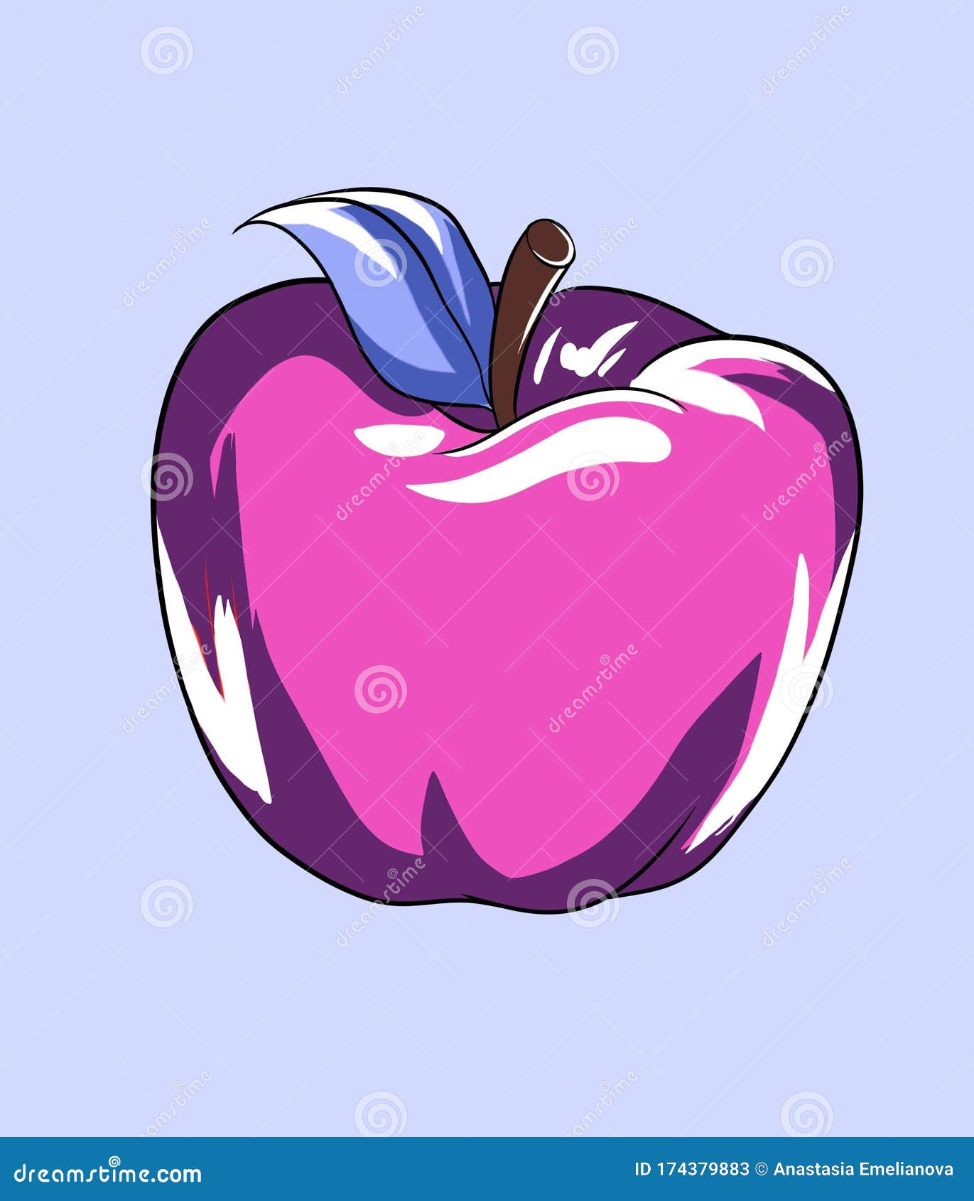 The Pink Apple Digital Illustration Stock Illustration - Illustration ...