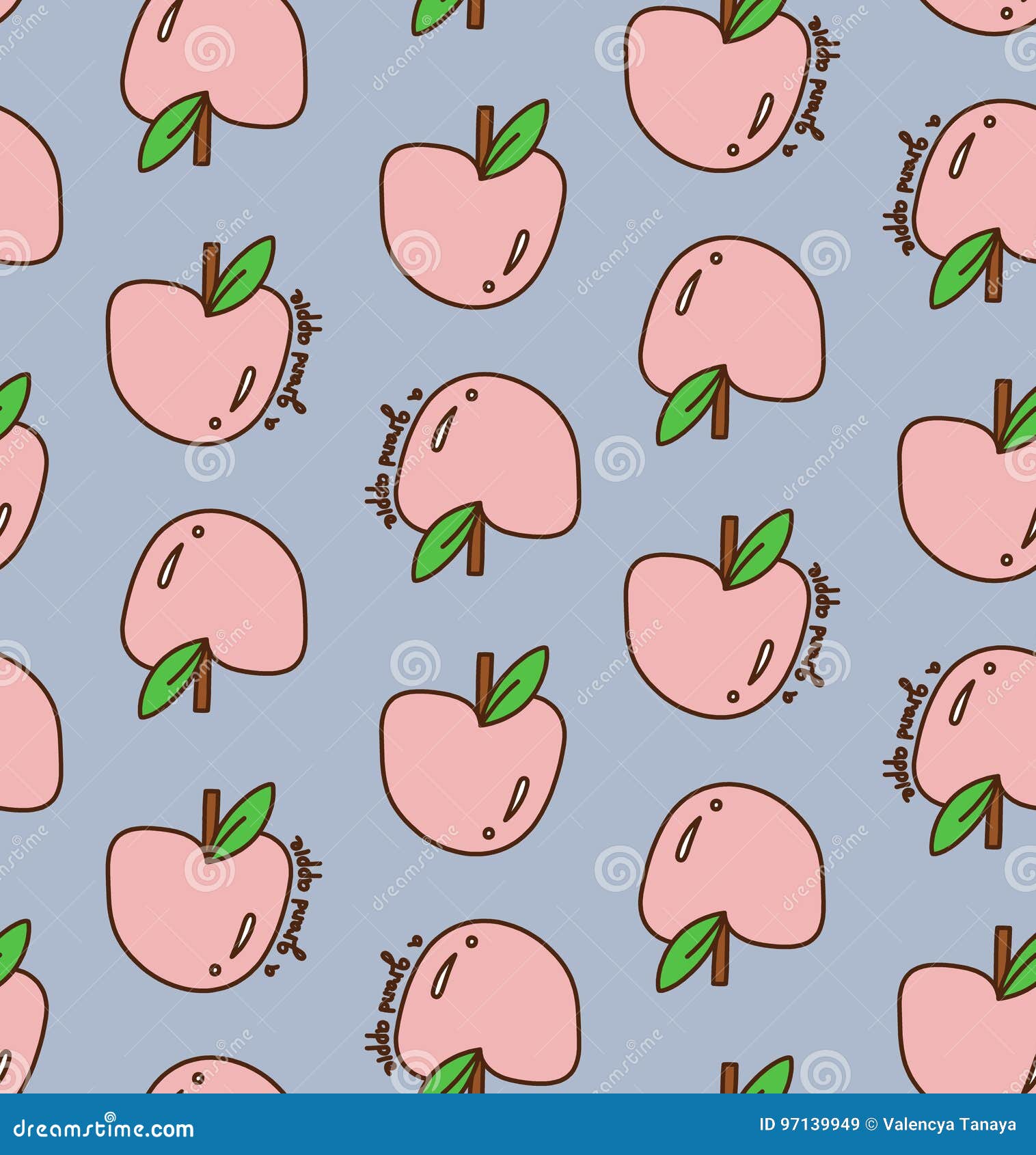 Pink Apple Seamless Pattern Stock Vector - Illustration of healthy ...