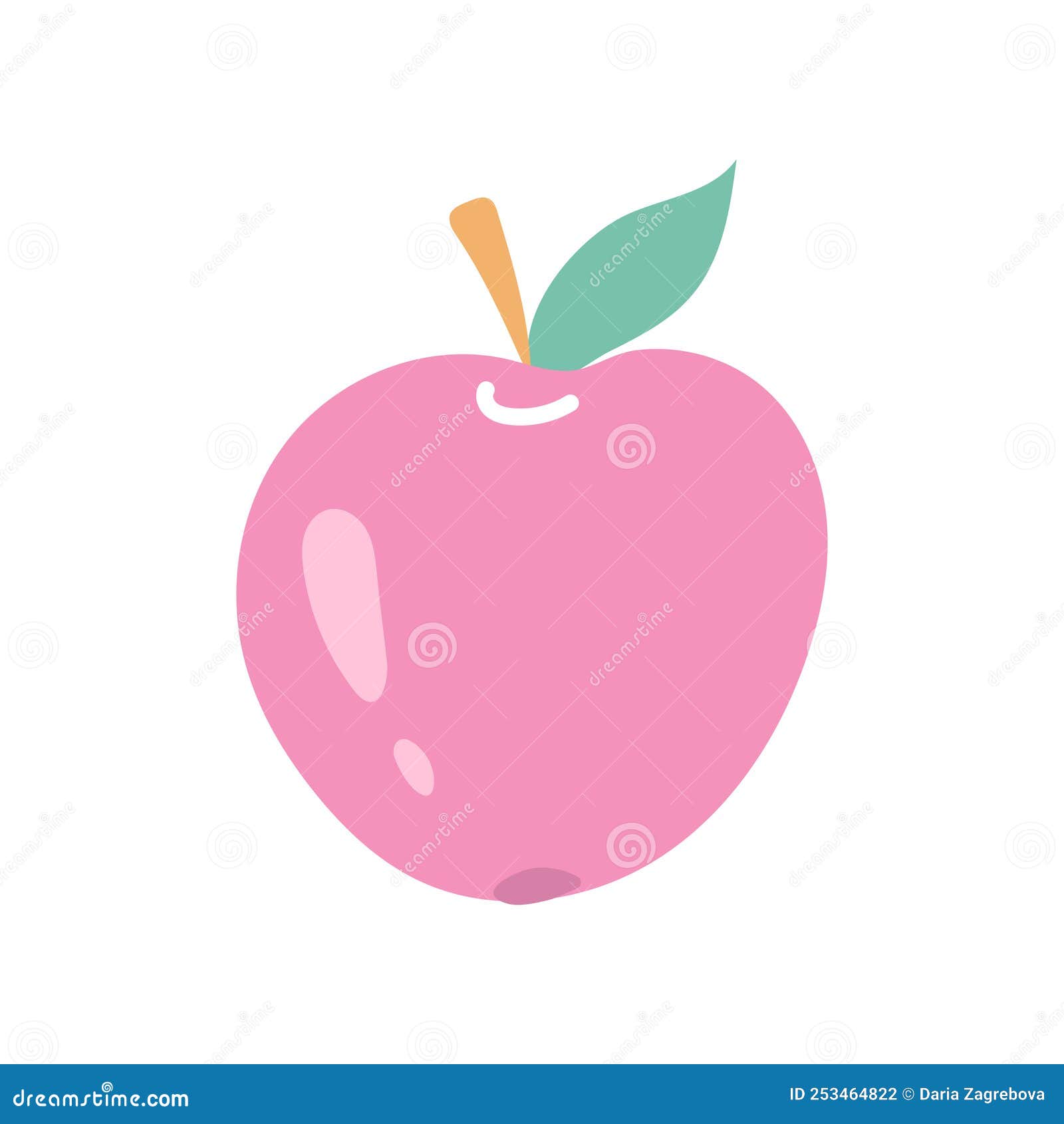 Pink Apple, Vector Flat Illustration on White Background Stock Vector ...