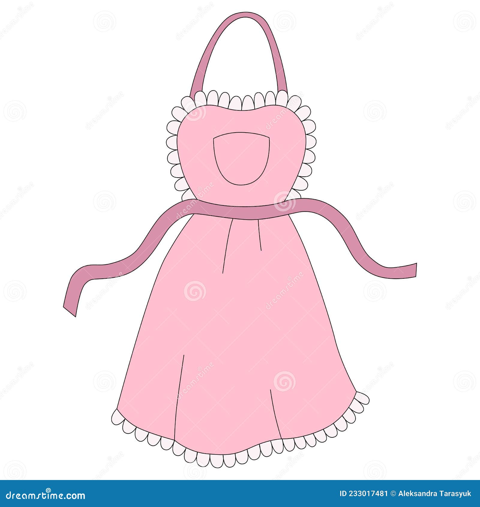 Pink Apron in Cartoon Style. Vector Illustration Isolated on White ...