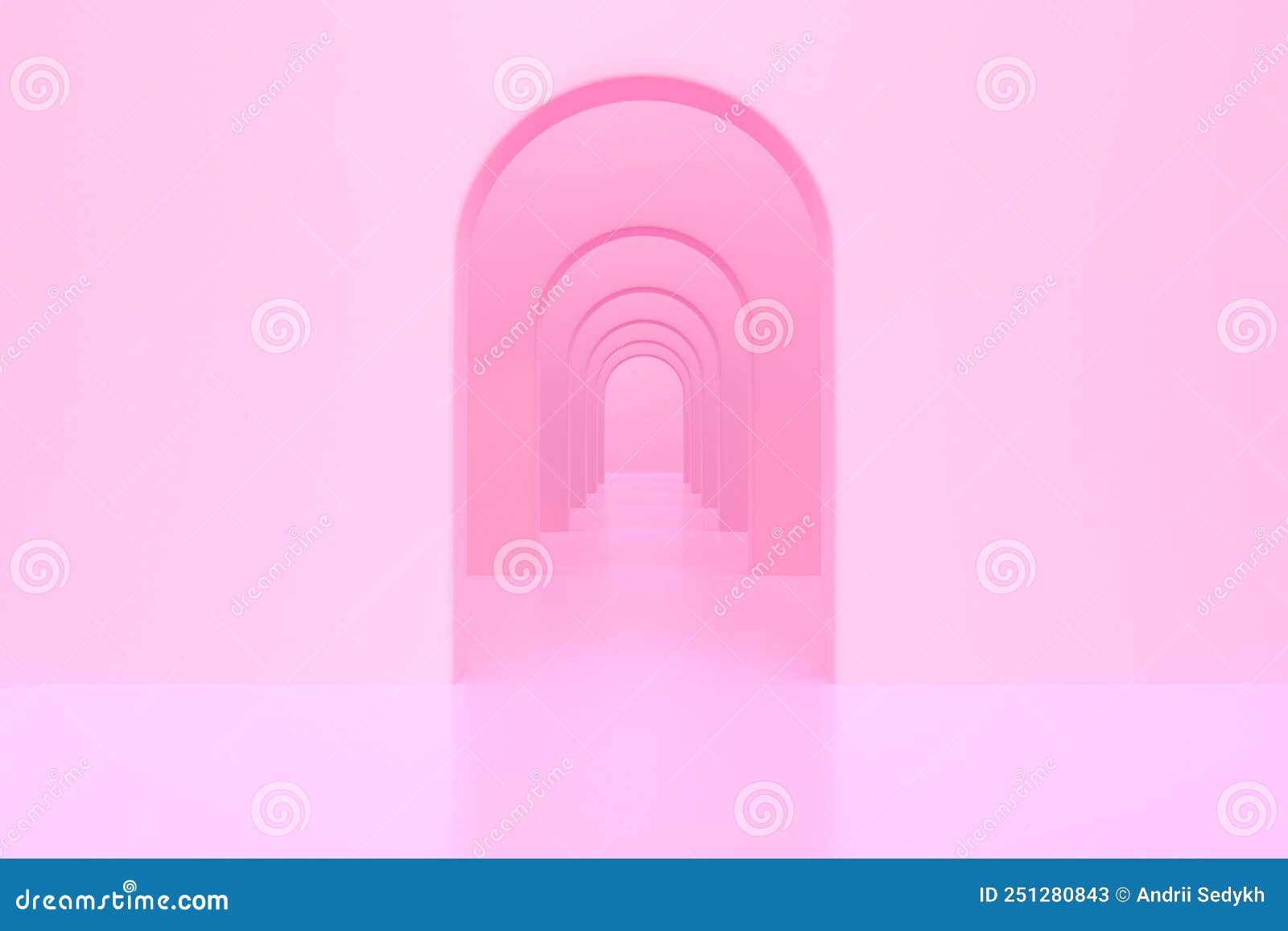 Pink Arch Niche Shelf Wall For Gallery Or Museum. 3d Store Interior ...