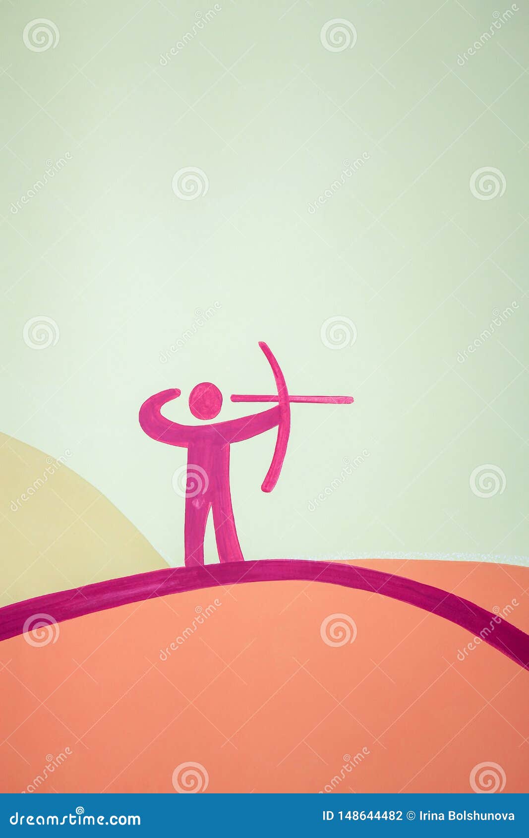 A Pink Archer Painted on a Wall Stock Photo - Image of draw, body ...