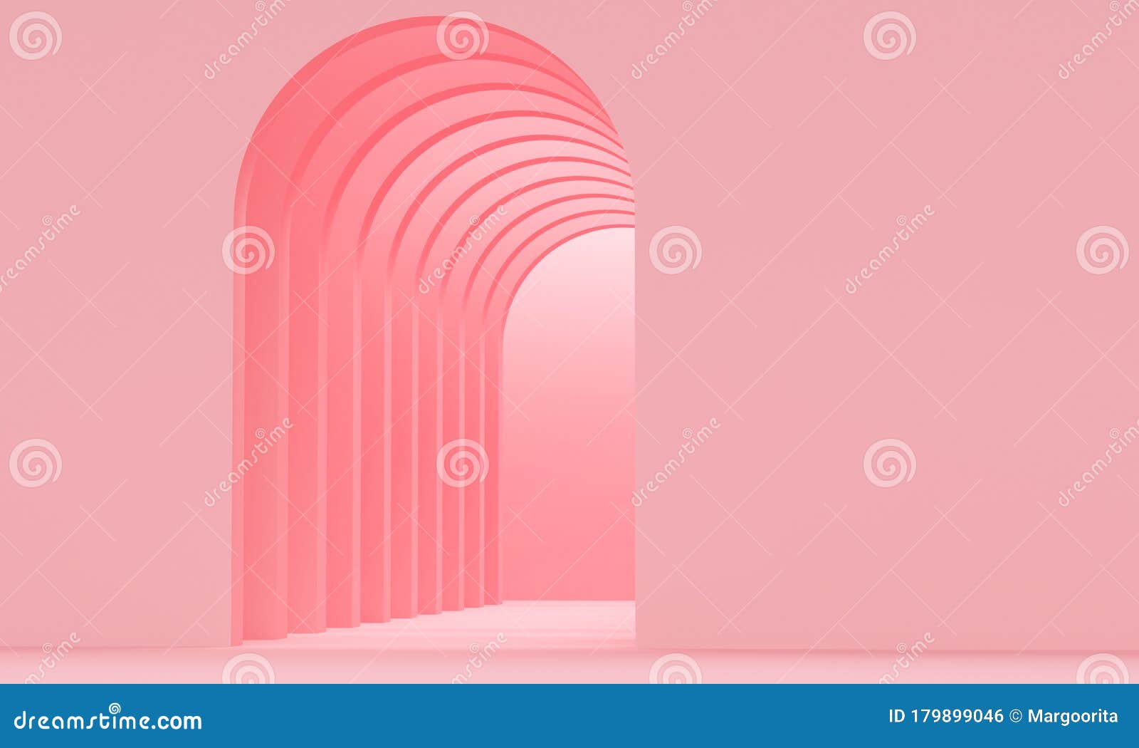 Pink Arches Corridor and Wall. 3d Rendering Stock Illustration ...
