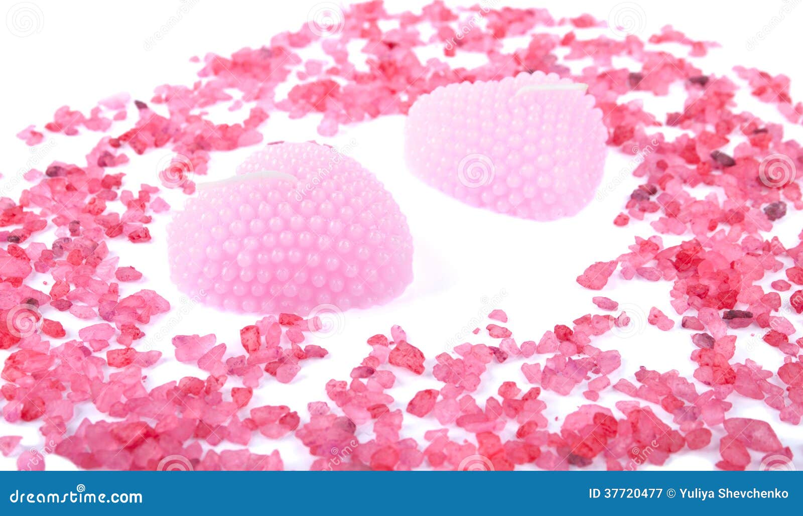 Pink Aroma Candles Decorated with Bath Salt Stock Image - Image of ...