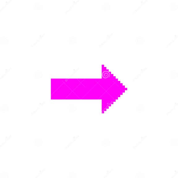 Pink Arrow Y2K Vector Icon Pixel Art, Game Right Side Direction Pointer, Click Button, Next or ...