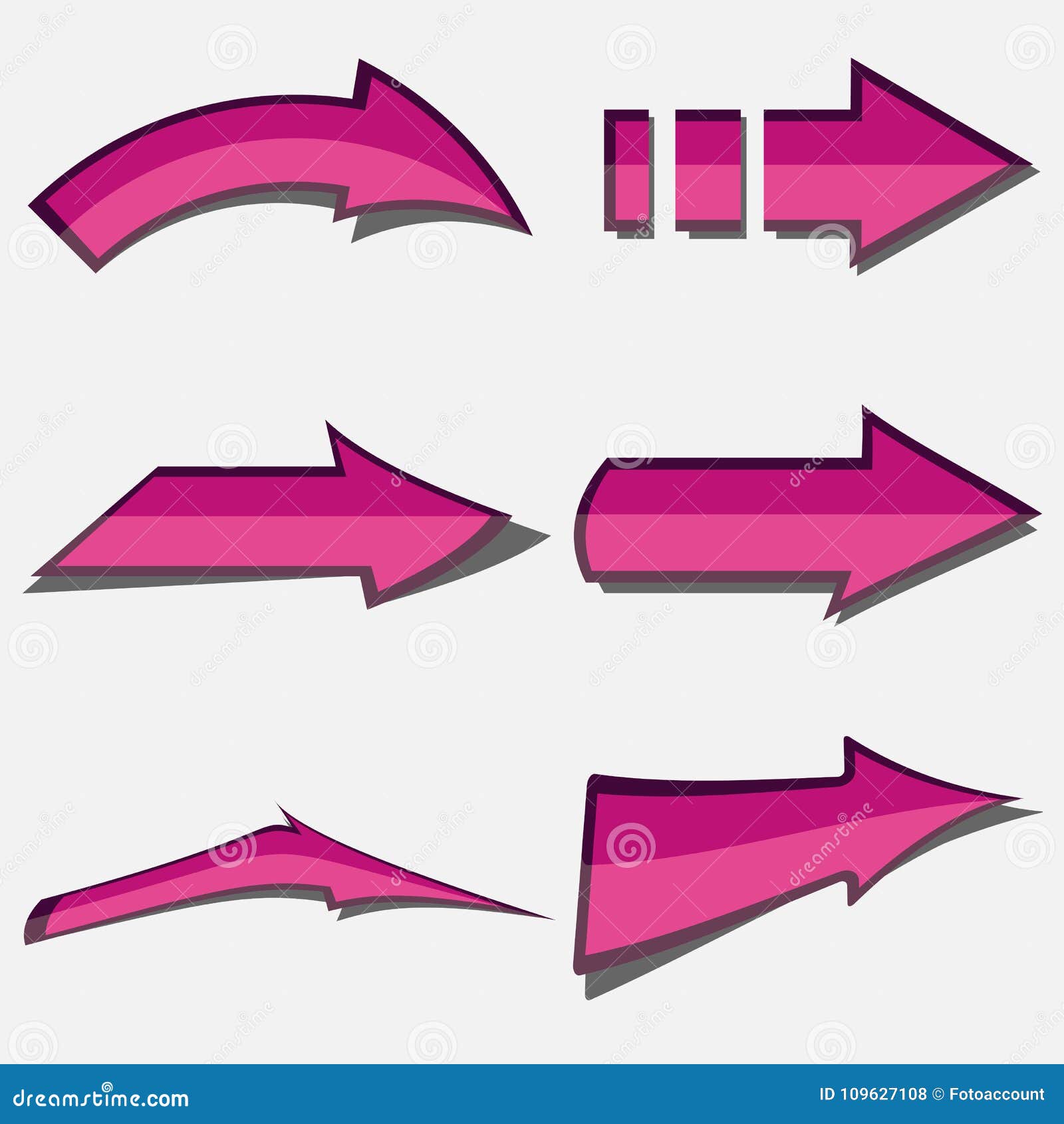 Pink Arrows Set - Right Direction Stock Vector - Illustration of ...