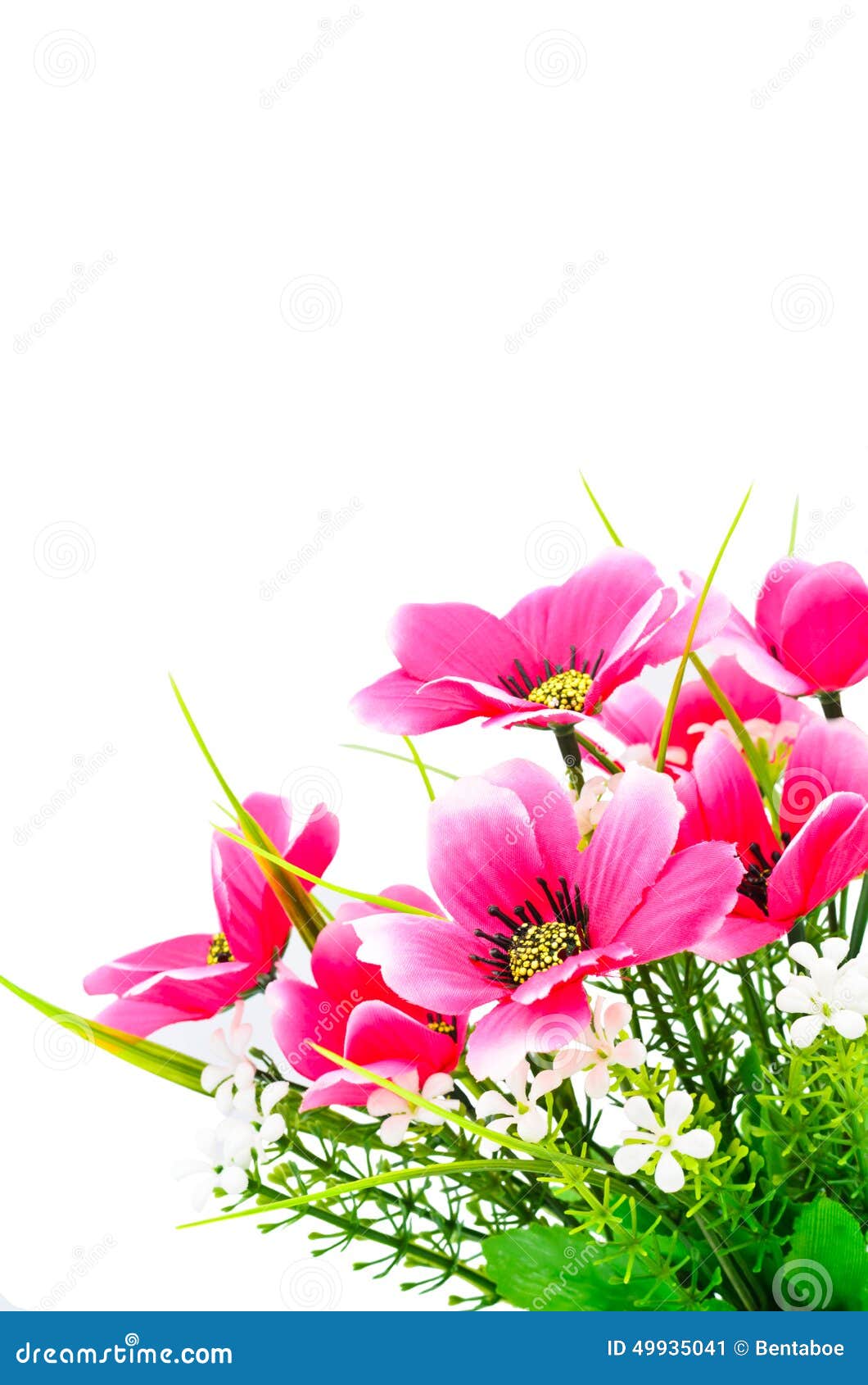 Pink Artificial Flower on White Stock Image - Image of bouquet, fabric ...