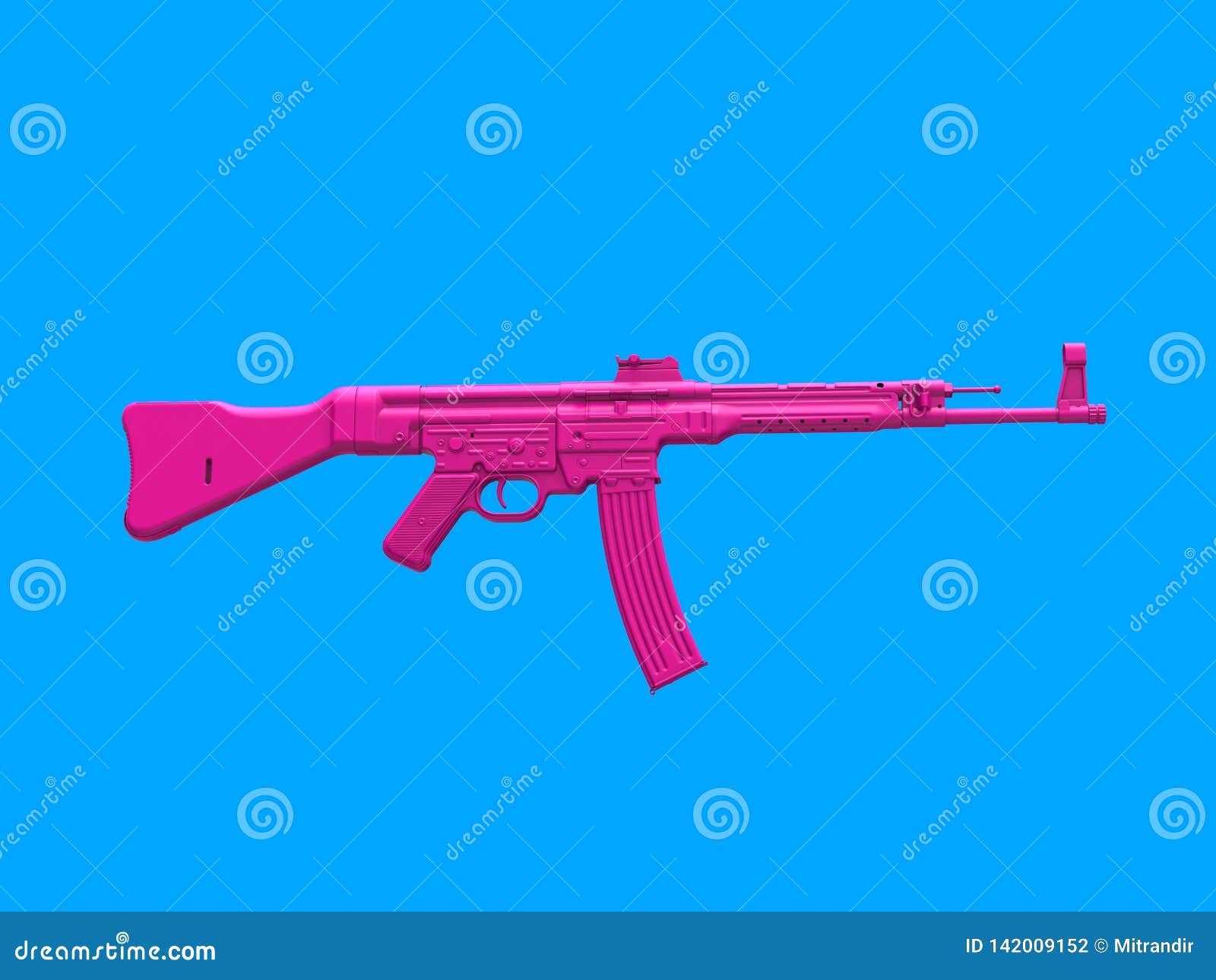Pink AK-47 Assault Rifle Isolated On Blue Background Royalty-Free Stock ...