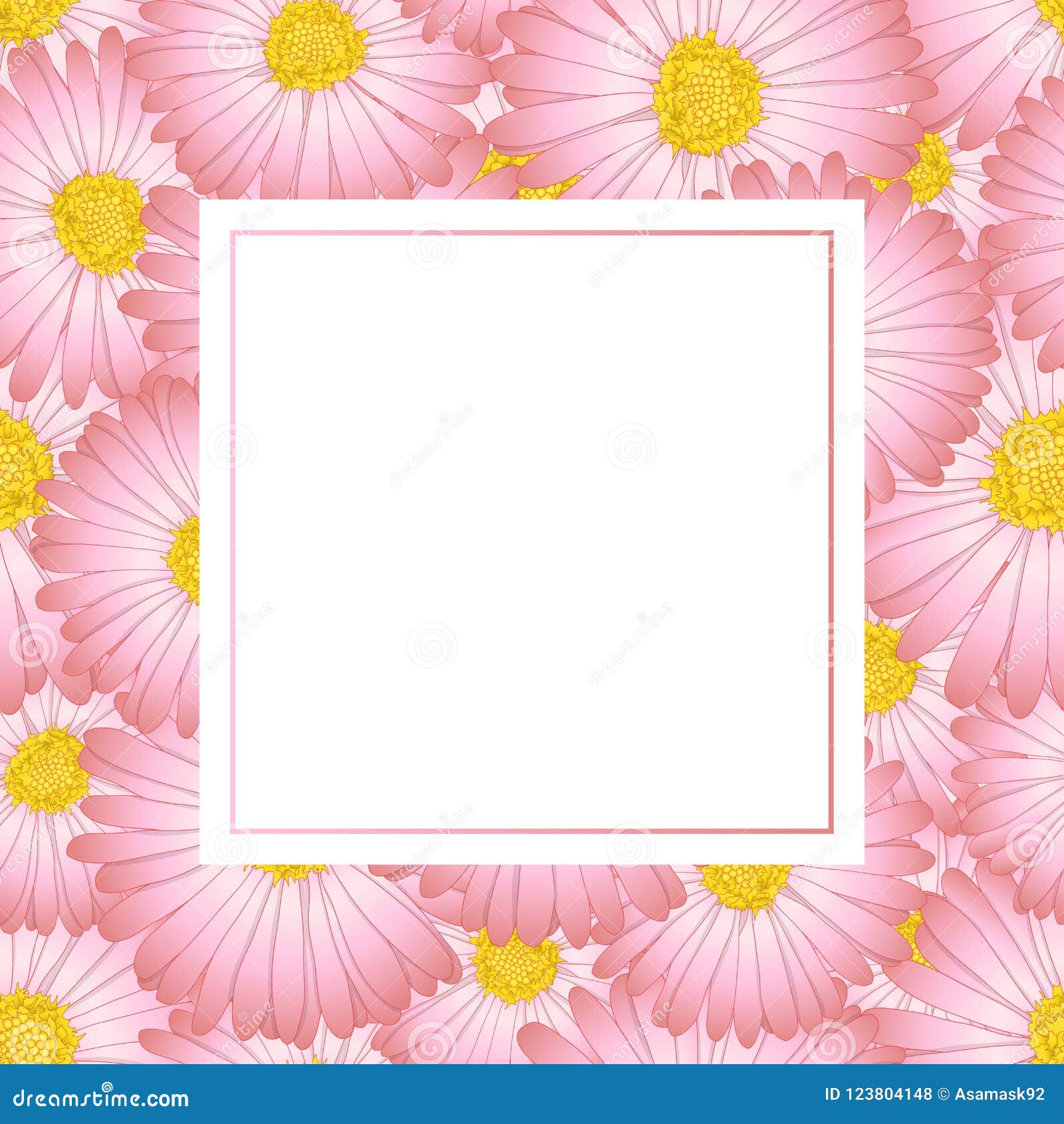 Pink Aster, Daisy Flower Banner Card. Vector Illustration Stock Vector ...