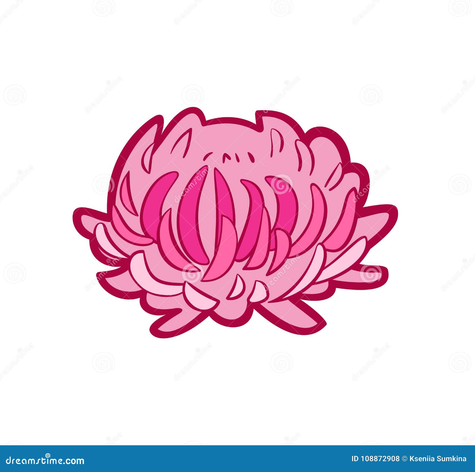 Pink Aster. Vector Icon in Flat Style on White Stock Illustration ...