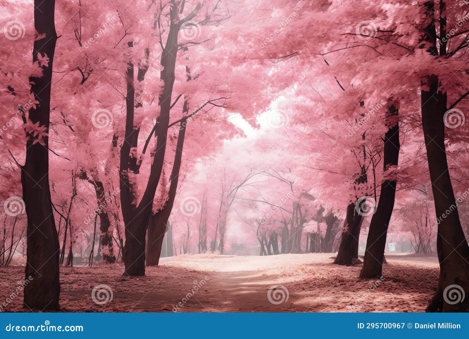 Pink Autumn Leaves in a Forest, Pink Life Stock Illustration ...