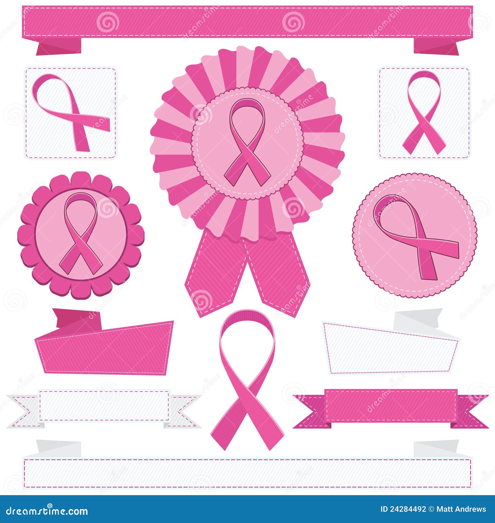 Pink awareness ribbons stock vector. Illustration of design - 24284492
