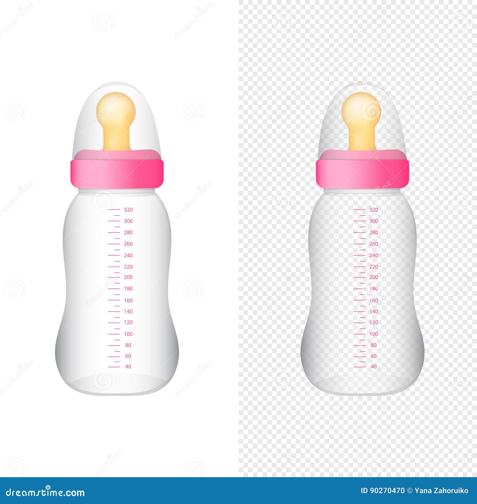 Pink baby bottle. stock vector. Illustration of life - 90270470