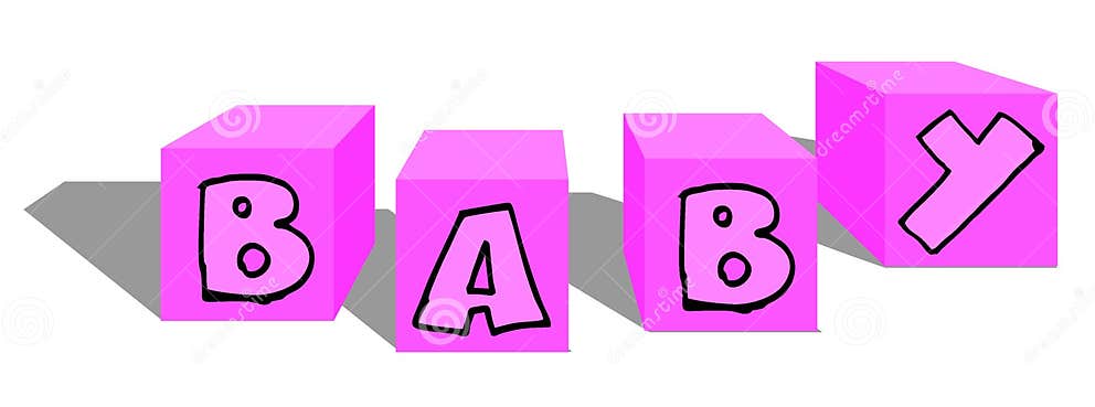 Pink baby cubes stock vector. Illustration of educational - 220290903