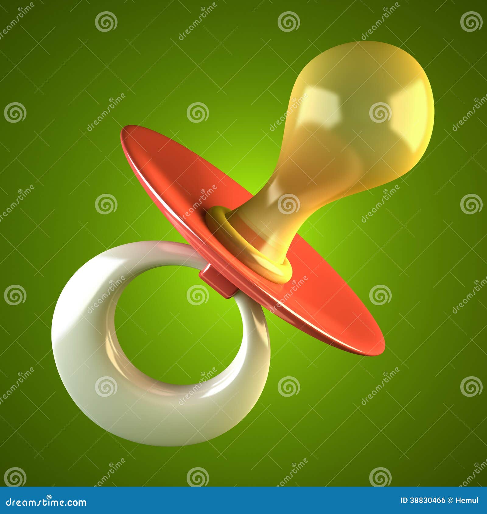 Pink Baby S Pacifier Isolated on Green Background Stock Illustration ...