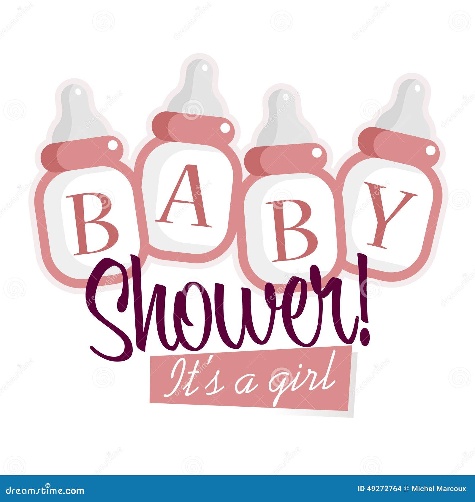 Pink Baby Shower Bottles stock vector. Illustration of welcome - 49272764