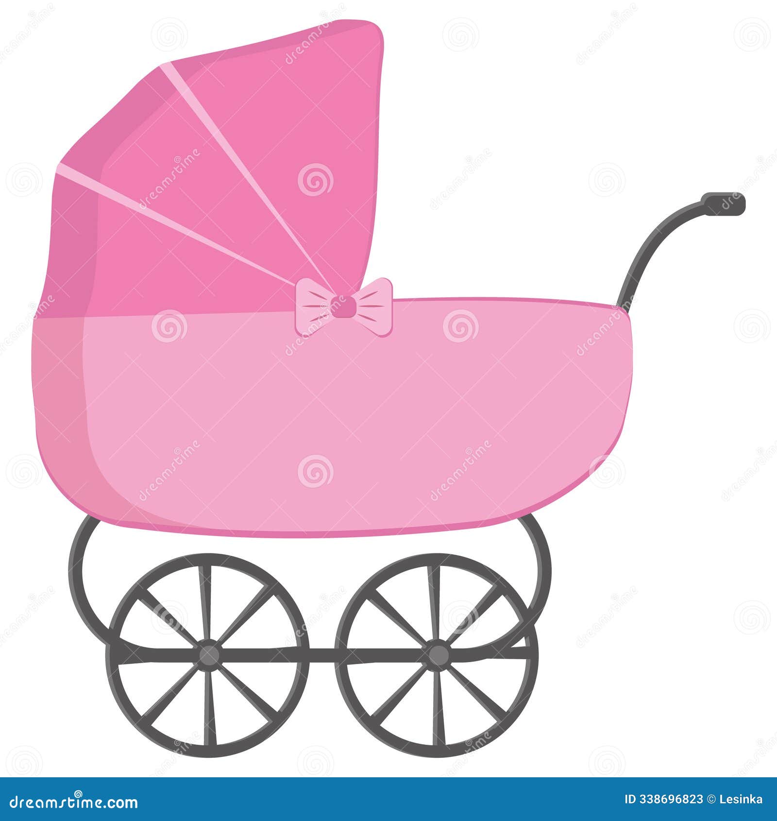 Pink Baby Stroller in Cartoon Style Stock Vector - Illustration of ...