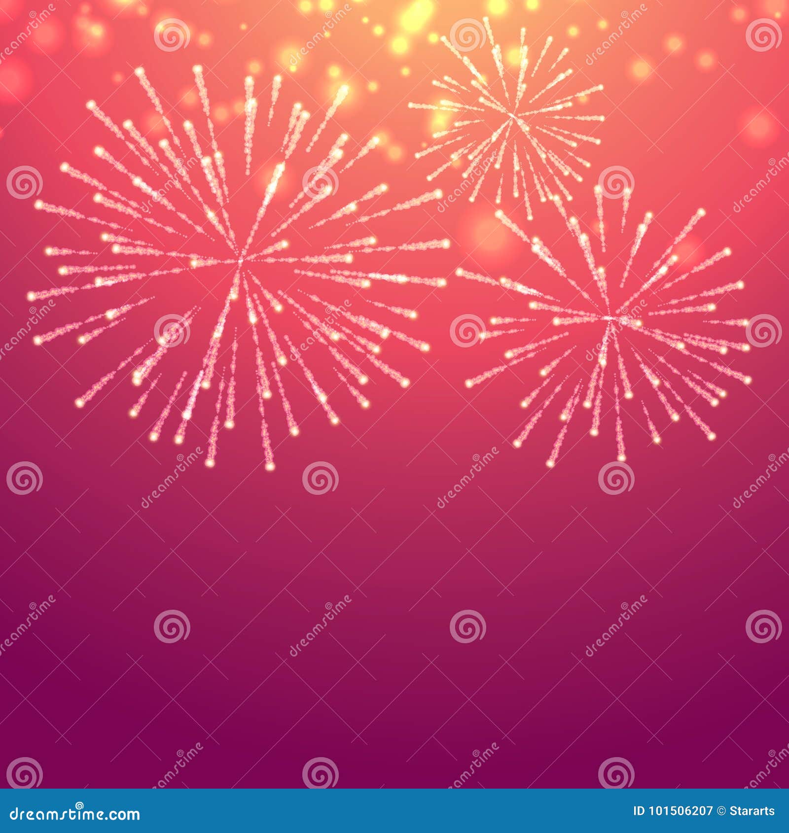 Pink Background with Celebration Fireworks Stock Vector - Illustration ...