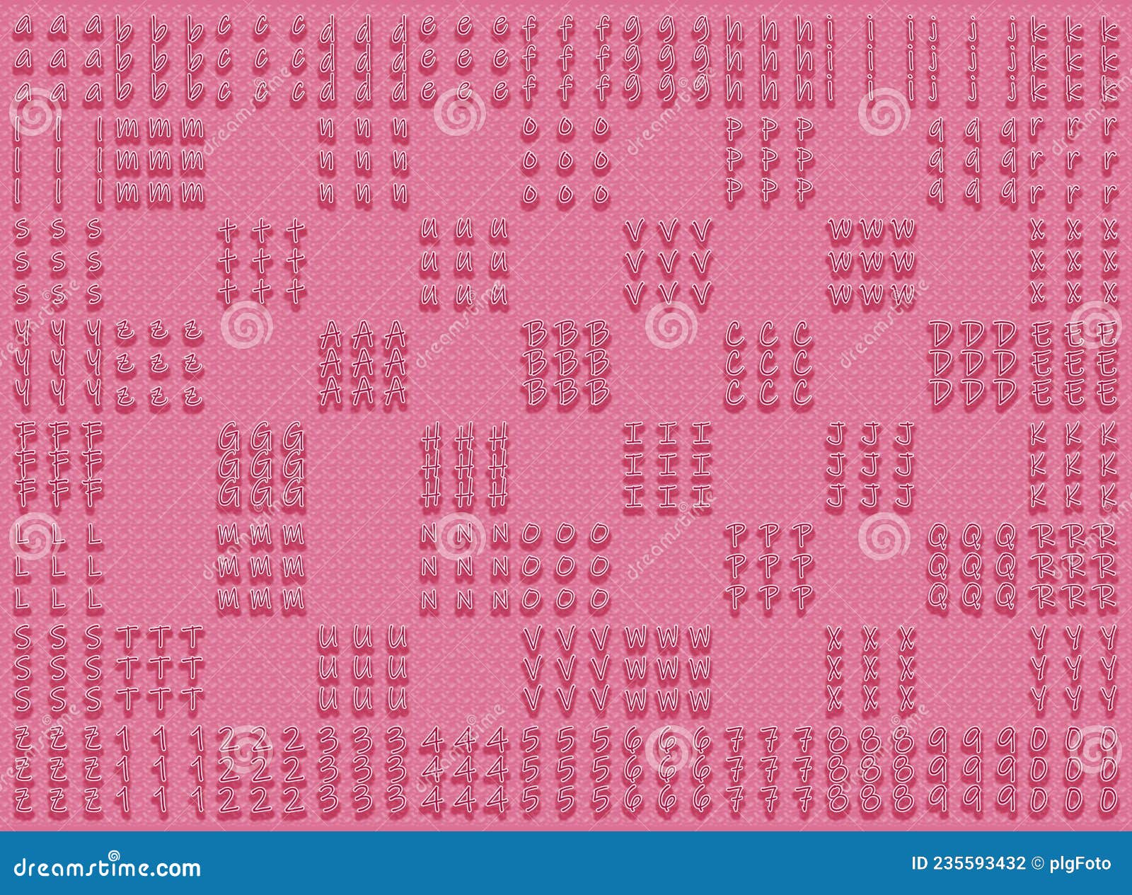 Pink Background with 3D Childish Calligraphy Letters and Numbers Stock ...