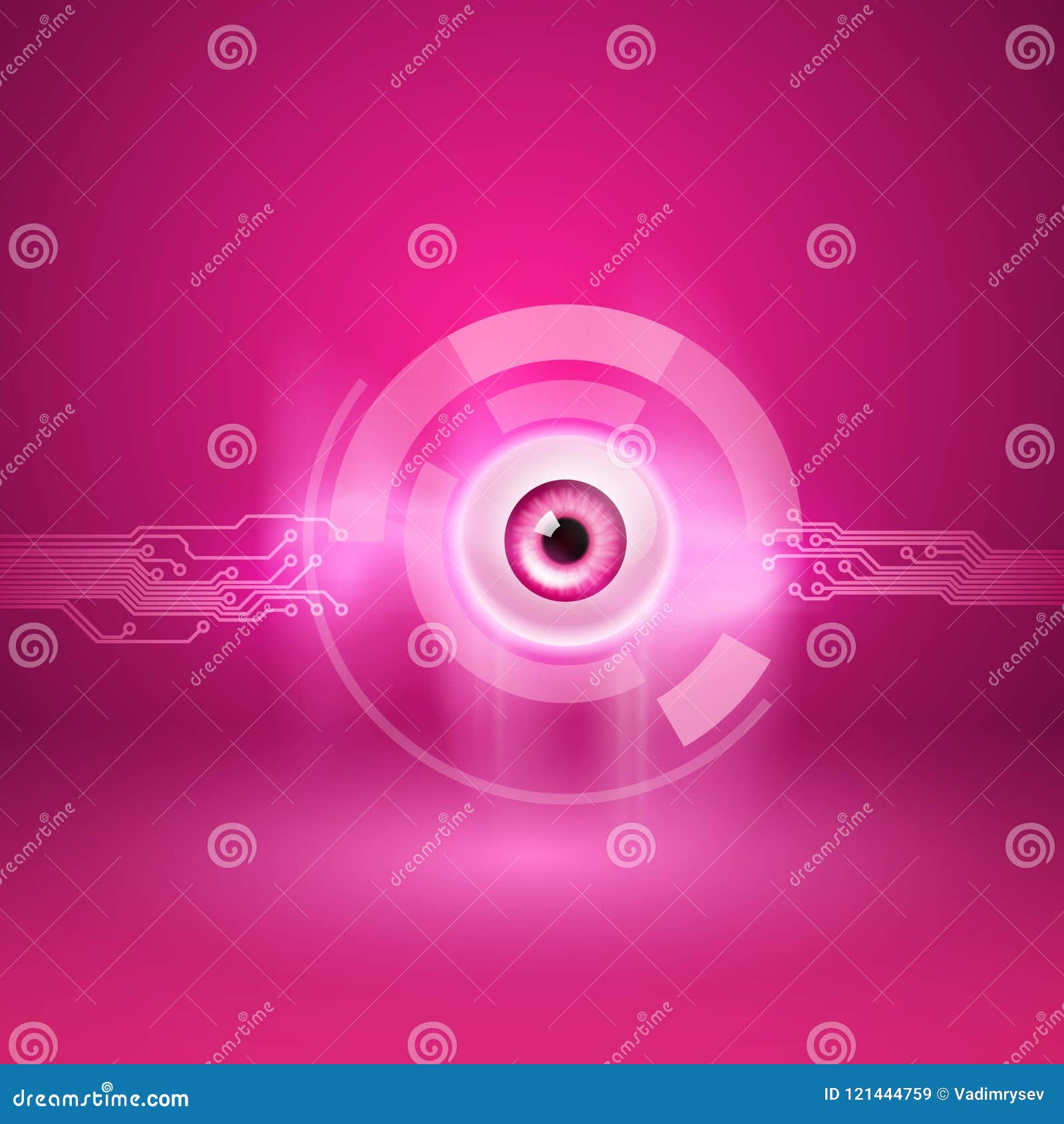 Pink Background with Eye and Circuit Stock Vector - Illustration of ...