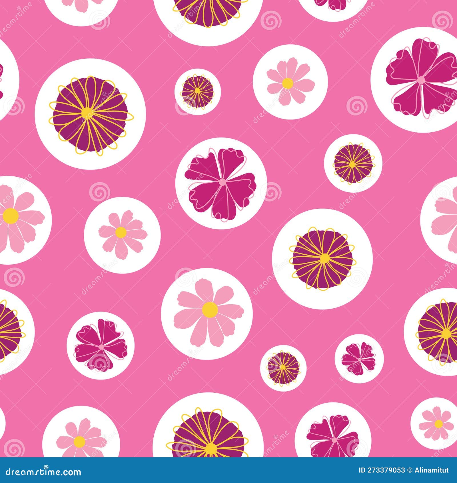 Pink Background Floral Seamless Pattern Design Stock Vector ...