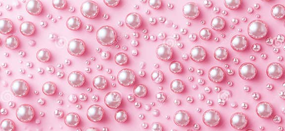 Pink Background with Glossy Pearl Bubbles Creating a Soft, Elegant ...