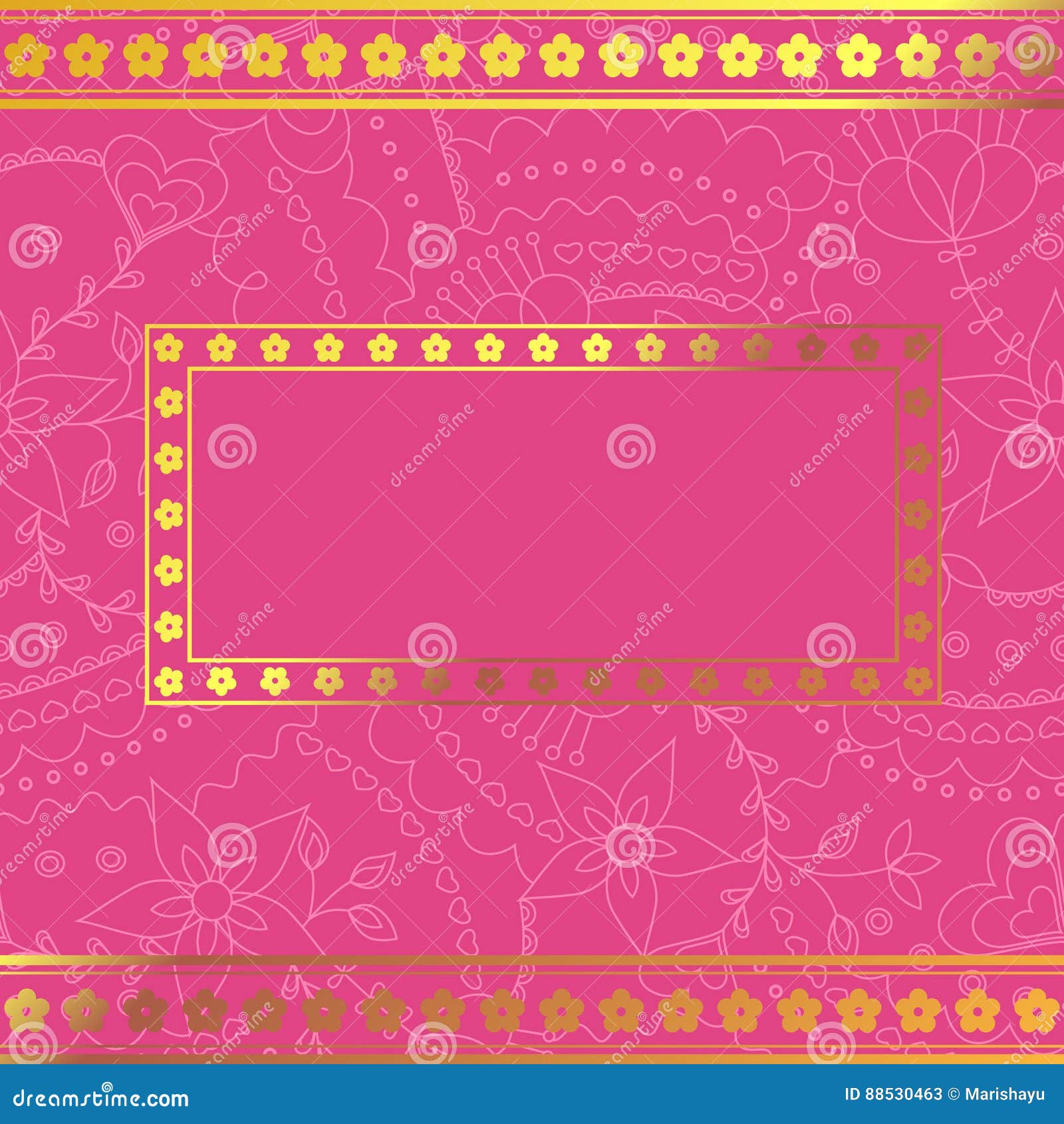 Pink Background with Golden Frame Stock Vector - Illustration of cover ...