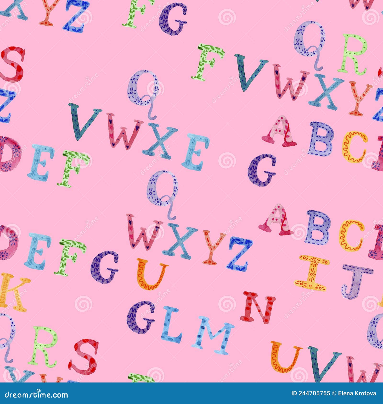 Pink Background and Handwritten Letters Seamless Pattern for Fabric ...