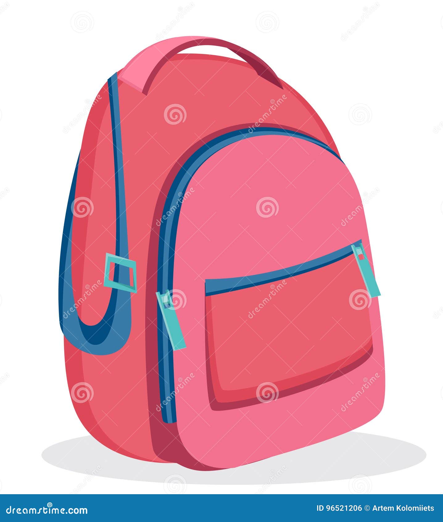 Pink Rucksack With Big Pocket With ABC Book Pencil Cartoon Vector ...