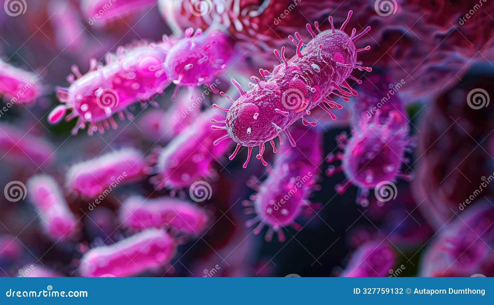 Pink Bacterial Cell Cartoon Vector | CartoonDealer.com #100076359