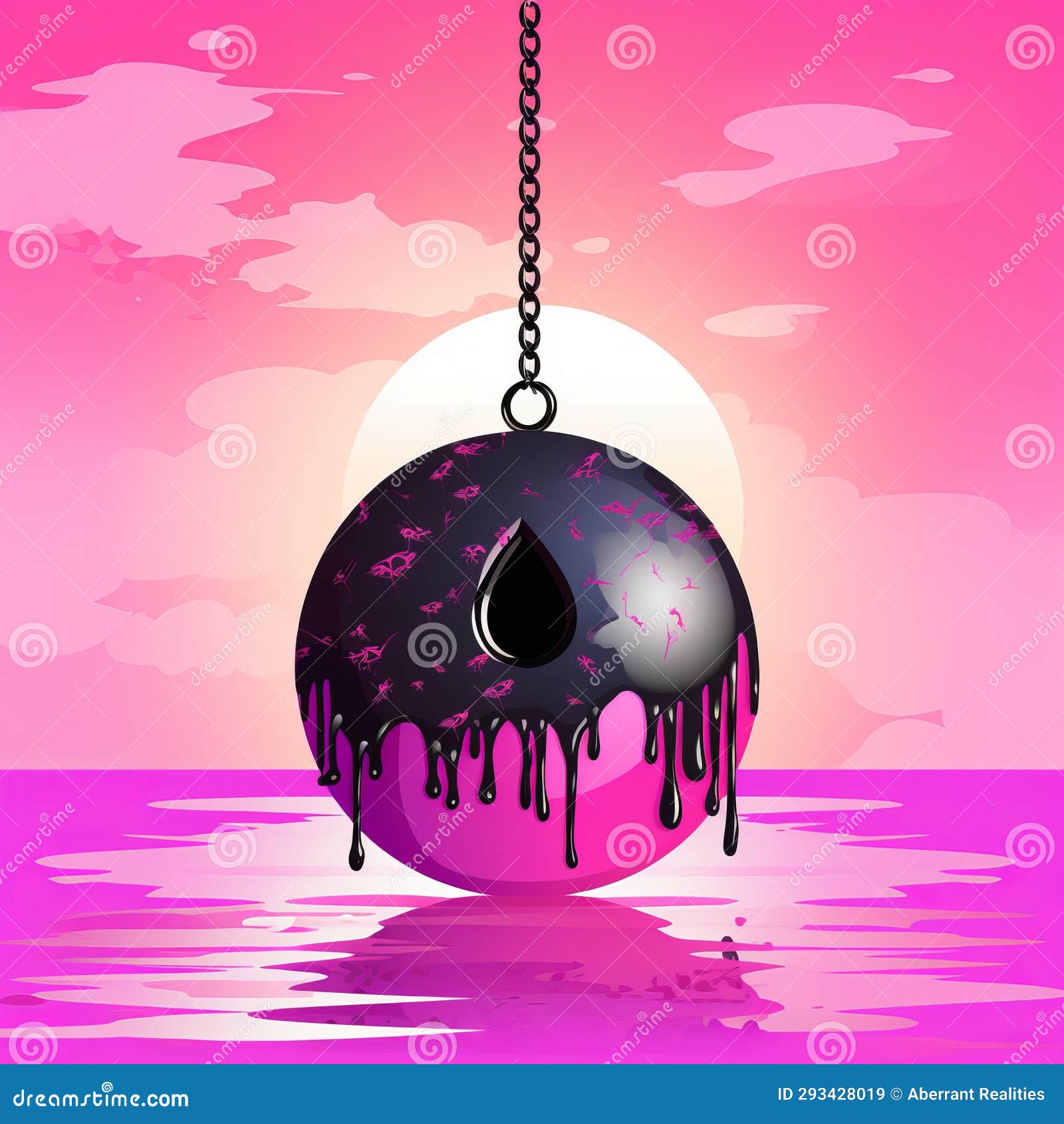 A Pink Ball with Dripping Liquid Hanging from a Chain Stock ...