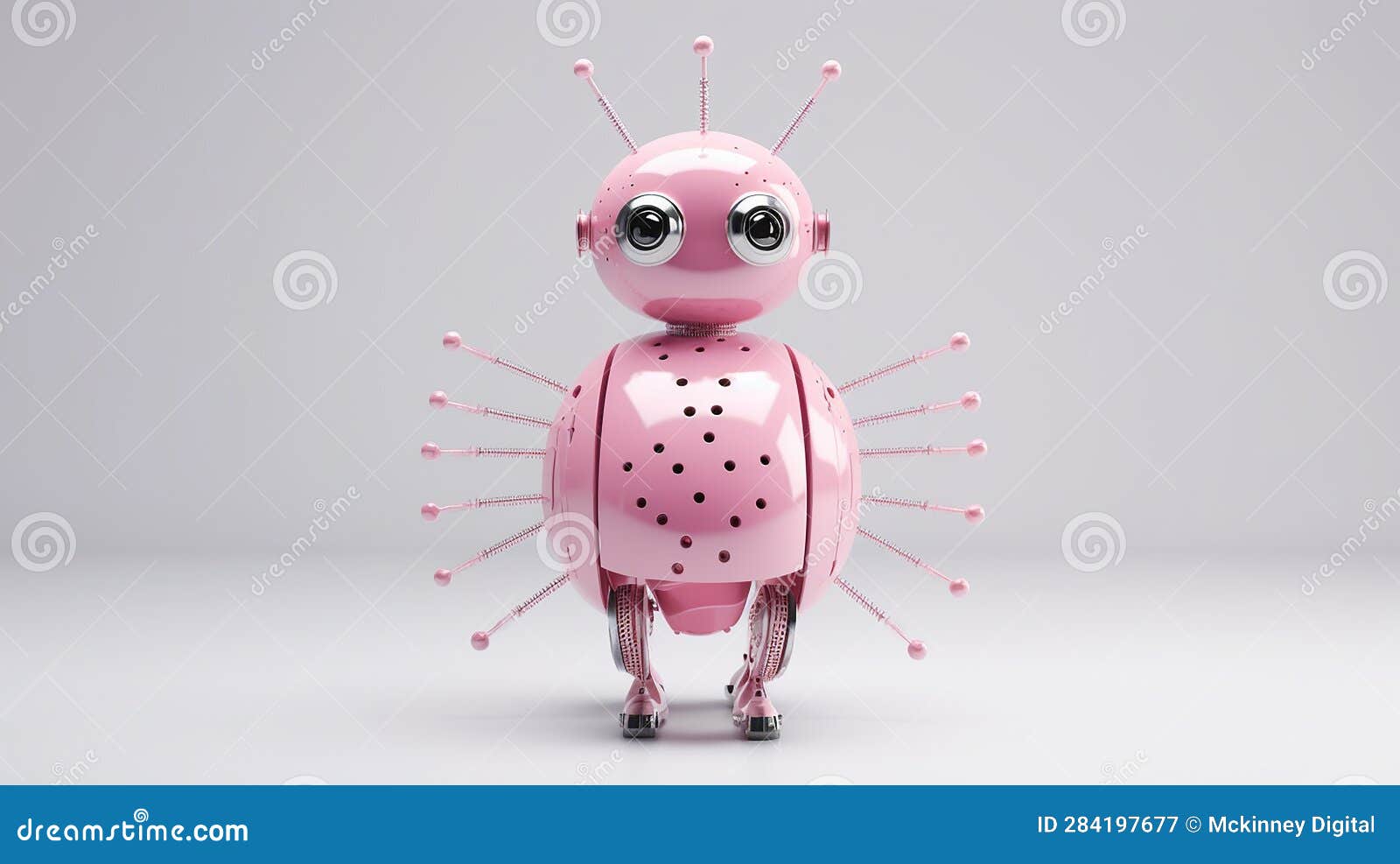 Pink Ballerina Bug Style Robot on Solid White Background. Stock ...