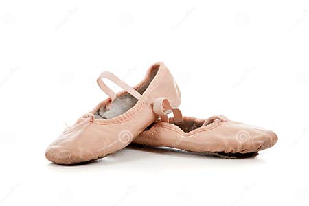 Pink Ballet Slippers on White Stock Image - Image of footwear, dancer ...