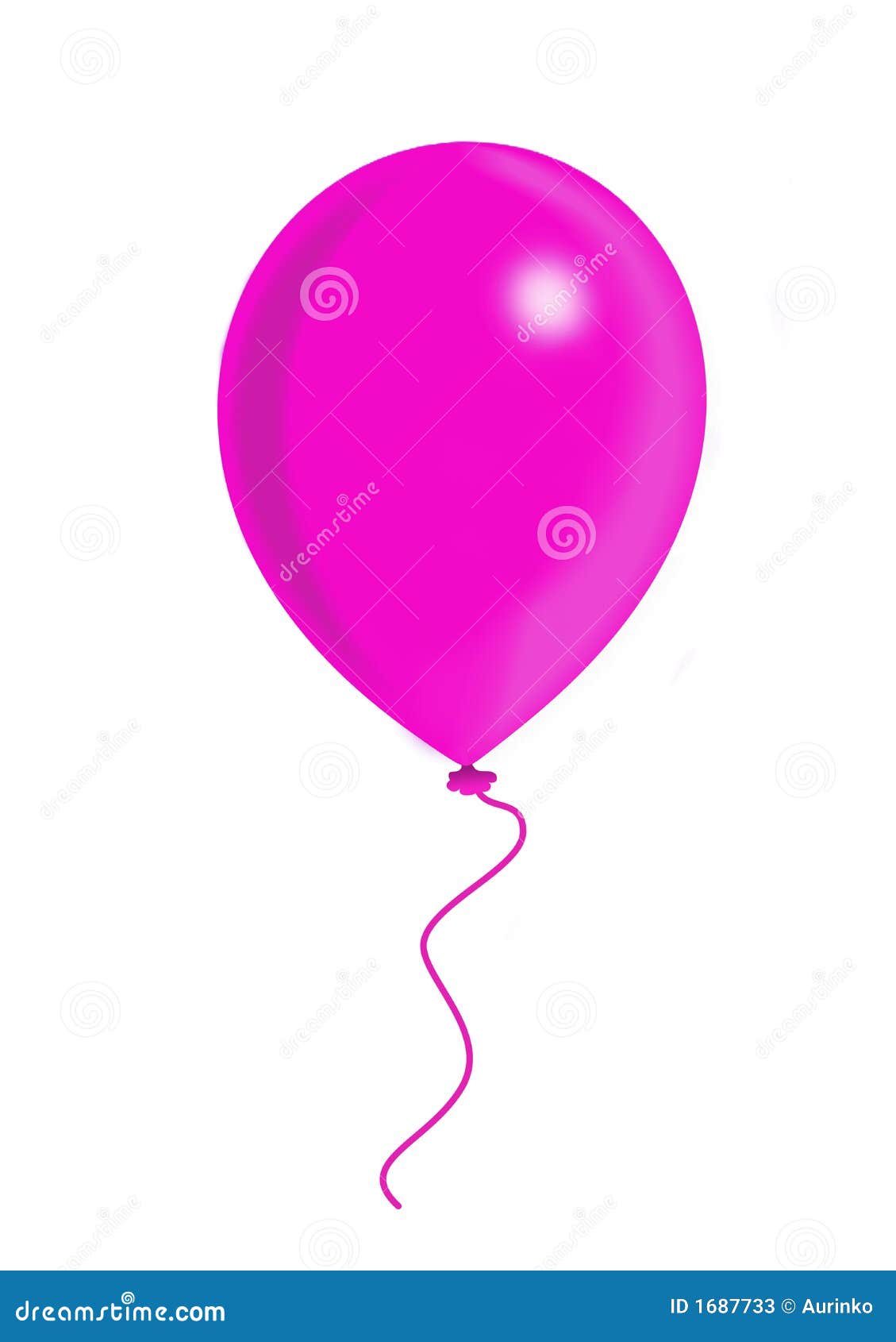 Pink Balloon 3D, Thread, Isolated White Transparent Background. Color ...